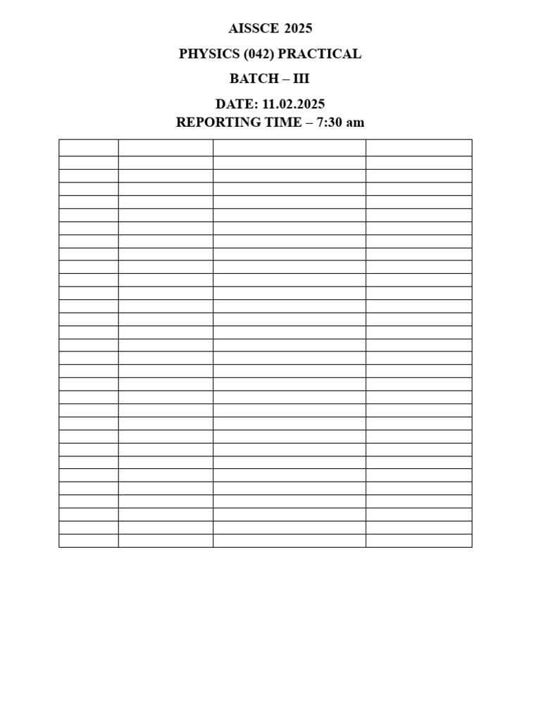 Aissce Physics Practical 2025 | PDF