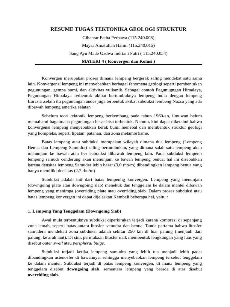 Resume Tugas Tektonika Geologi Struktur | PDF