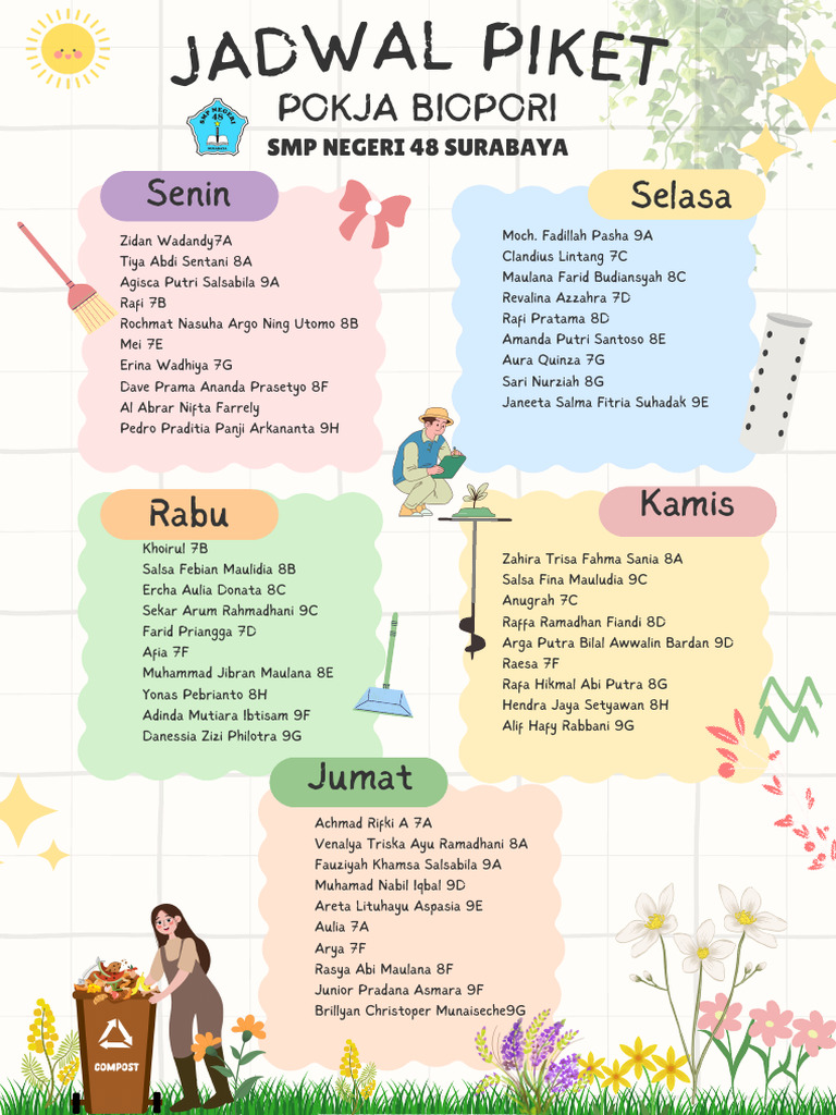JADWAL PIKET POKJA BIOPORI ADIWIYATA | PDF