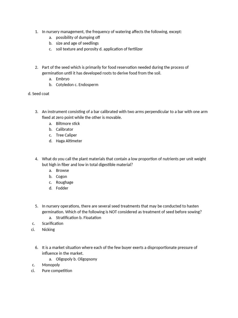 MOCK EXAM FPM | PDF | Erosion | Seed