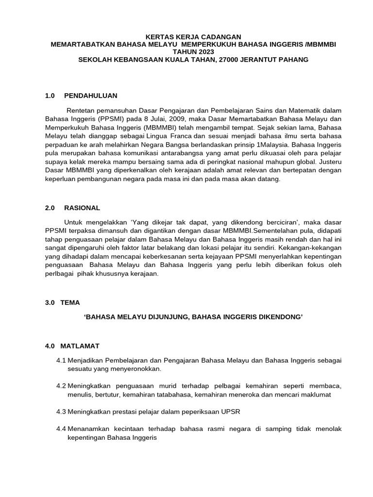 Kertas Kerja Mbmmbi 2023 | PDF