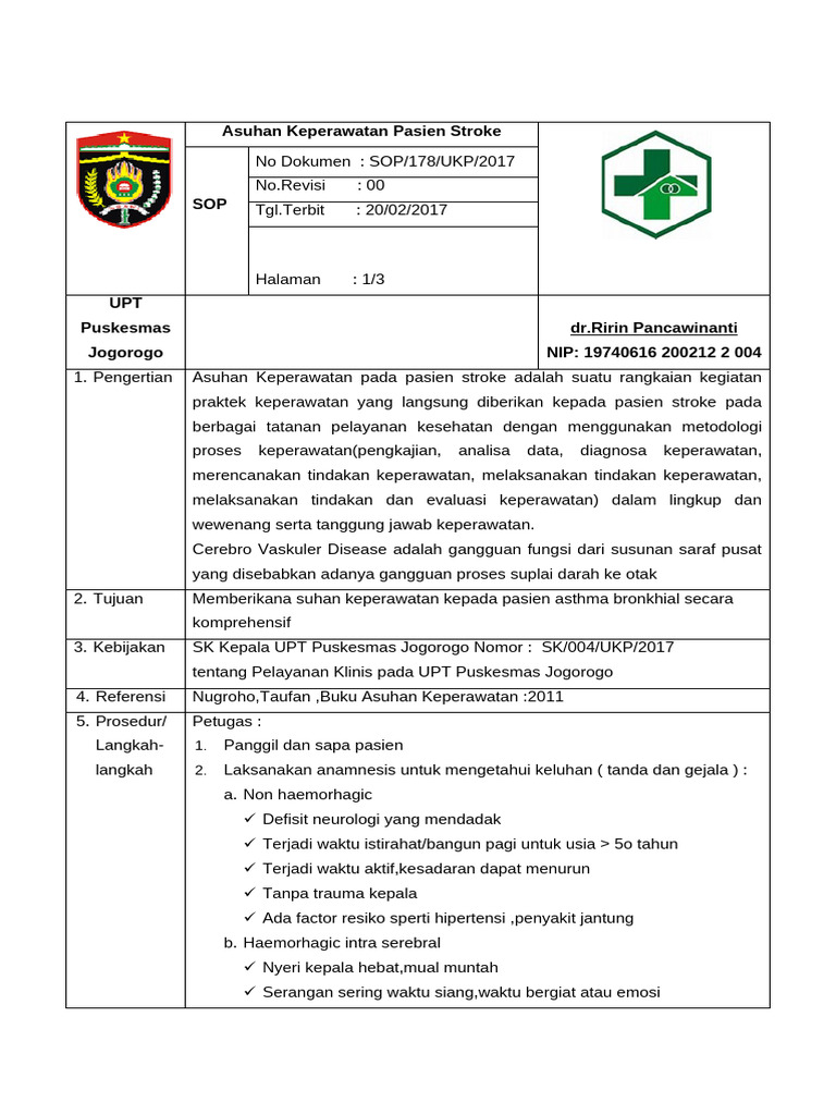 SOP Askep Stroke | PDF