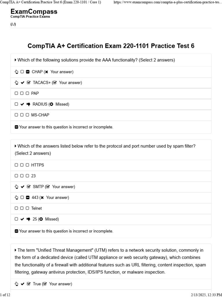 Comptia A 1101 Practice Test
