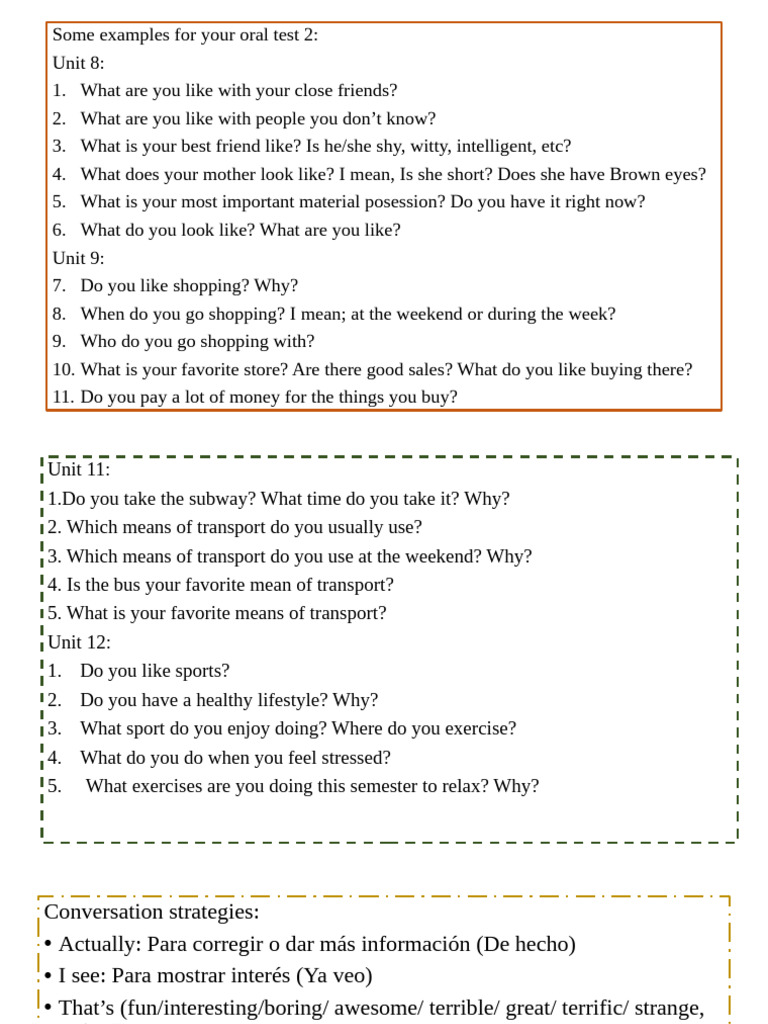 Ejemplos para Prueba Oral 2 | PDF