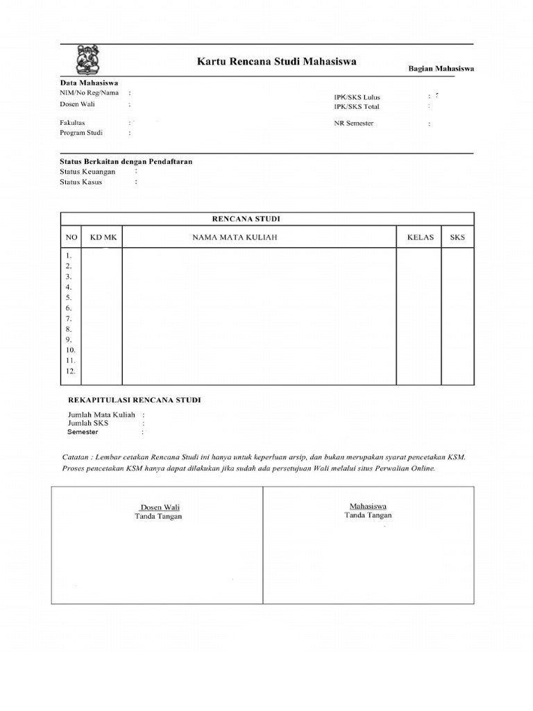 Form KRS Manual Kosong | PDF