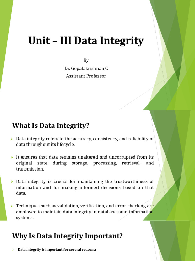 Unit - III Data Integrity | PDF | Fault Tolerance | Database Transaction