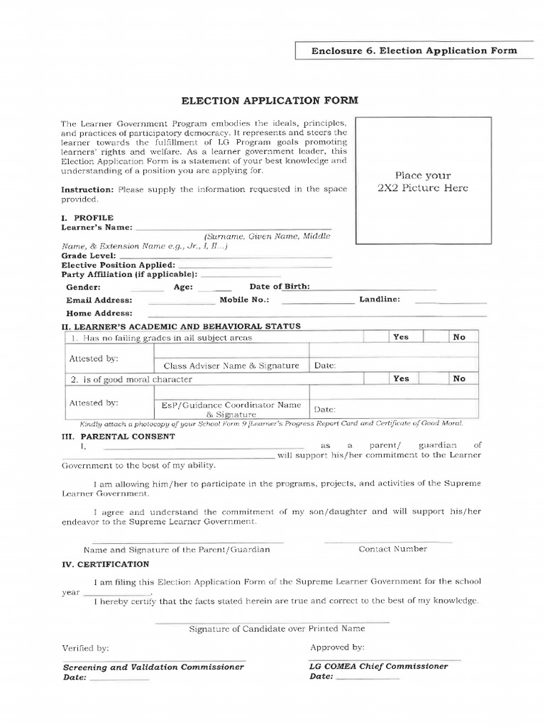 Election Application Form and Introductory Profile | PDF