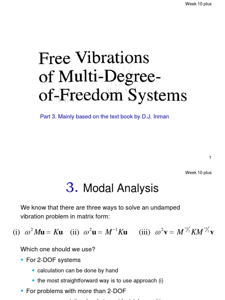 10 Plus - Multi DOF - Modal Analysis | PDF | Eigenvalues And Eigenvectors | Matrix (Mathematics)