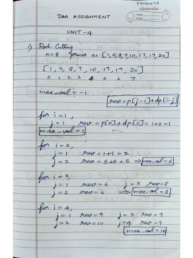 DAA ASSIGNMENT -4, 230701073 | PDF