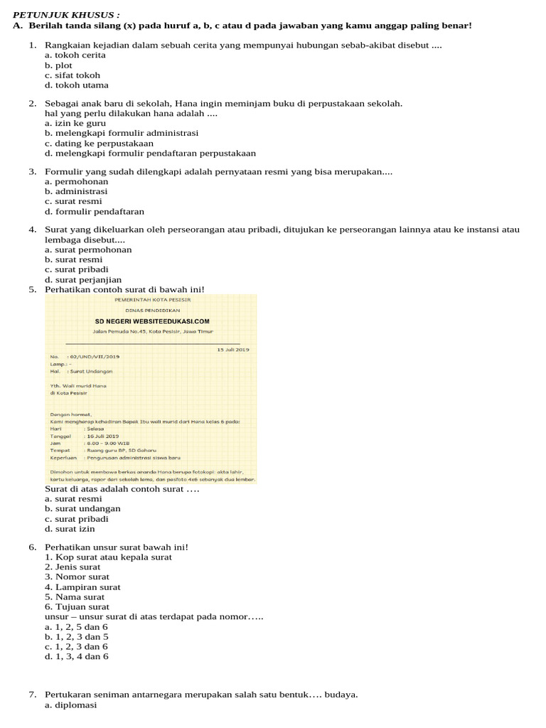 SAS 1 Kelas VI - Bhs - Indonesia | PDF