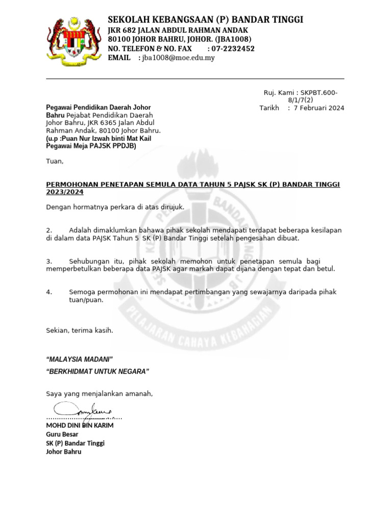 Surat Penetapan Semula648 | PDF