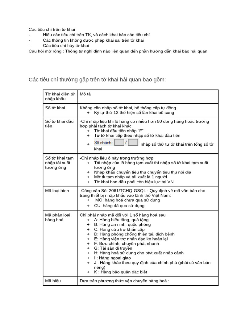 Các Tiêu Chí Trên T Khai | PDF