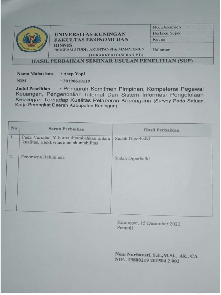 Proposal Asep Yopi Dan Lembar Pengesahan Serta Lembar Perbaikan | PDF