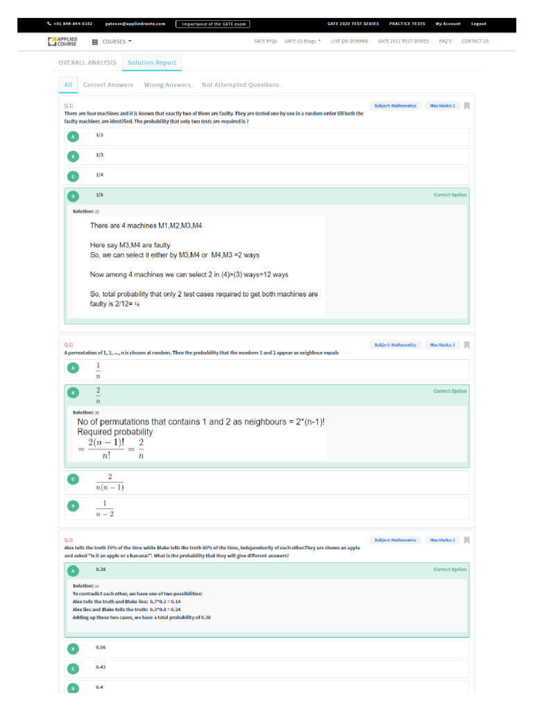 Practice Test-1 Probability | PDF