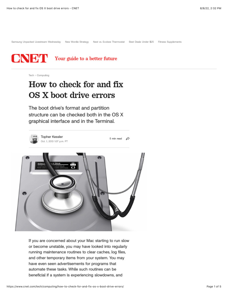How to check for and fix OS X boot drive errors - CNET | PDF | Booting ...