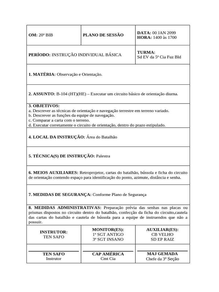 Plano de Instrução: Orientação Diurna | PDF | Bússola | Tempo