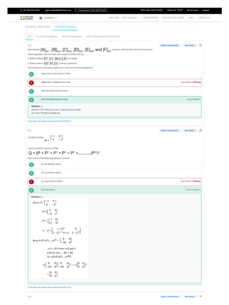 Practice Test-1 Introduction to Matrices,Types of matrices,Determinants ...
