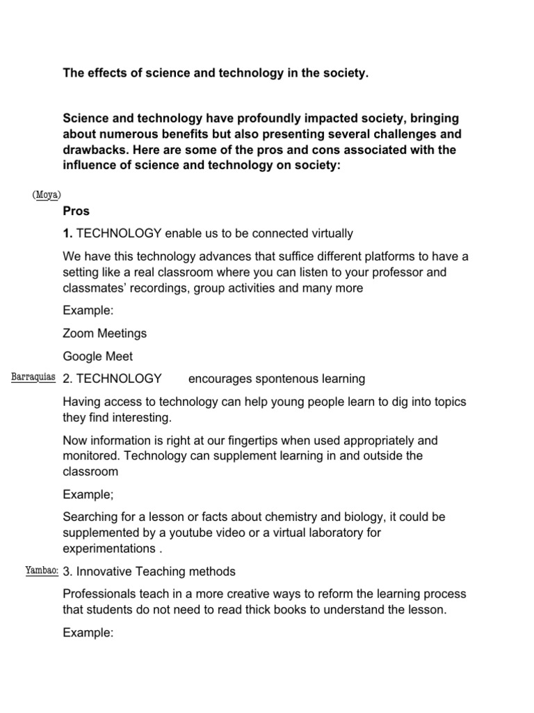 The Effects of Science and Technology in The Society | PDF