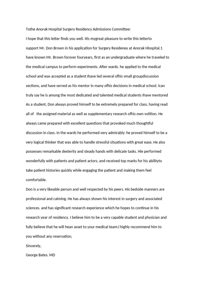 Sample LOR | PDF | Medical School