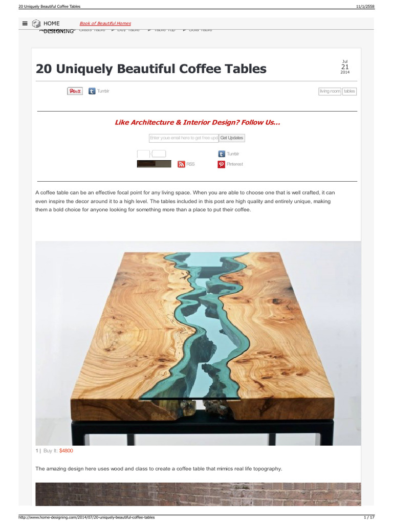 20 Uniquely Beautiful Coffee Tables | PDF | Interior Design | Home