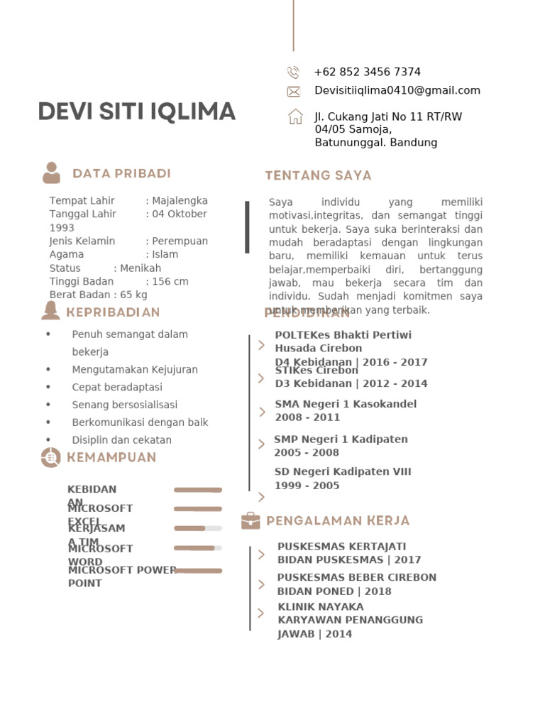 CV Devi Siti Iqlima | PDF