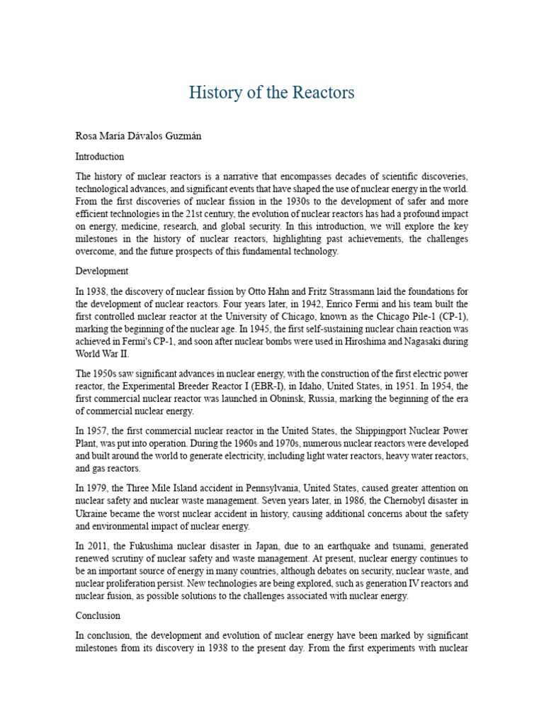 Evolution of Nuclear Reactors History | PDF | Nuclear Reactor | Nuclear ...