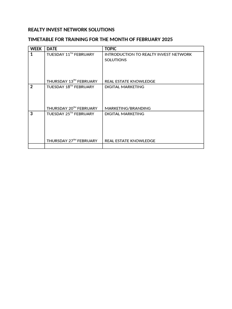 Timetable Training | PDF
