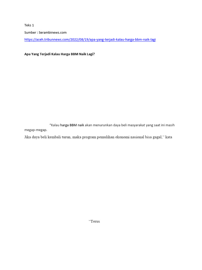 Dampak Kenaikan Harga BBM Subsidi | PDF