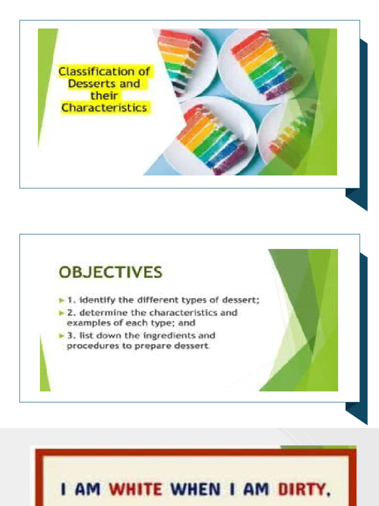 CLASSIFICATION OF DESSert | PDF