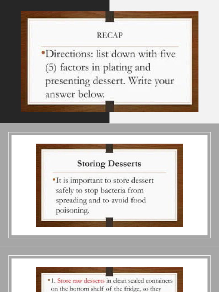 Storing Dessert | PDF