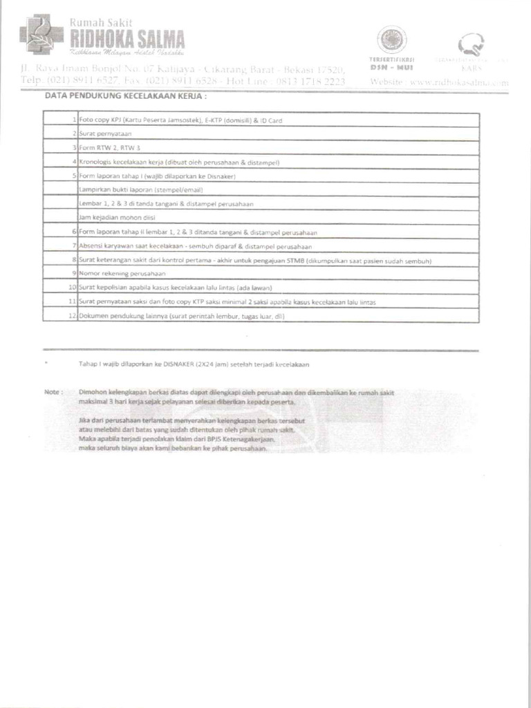 DOKUMEN KELENGKAPAN BPJSTK | PDF