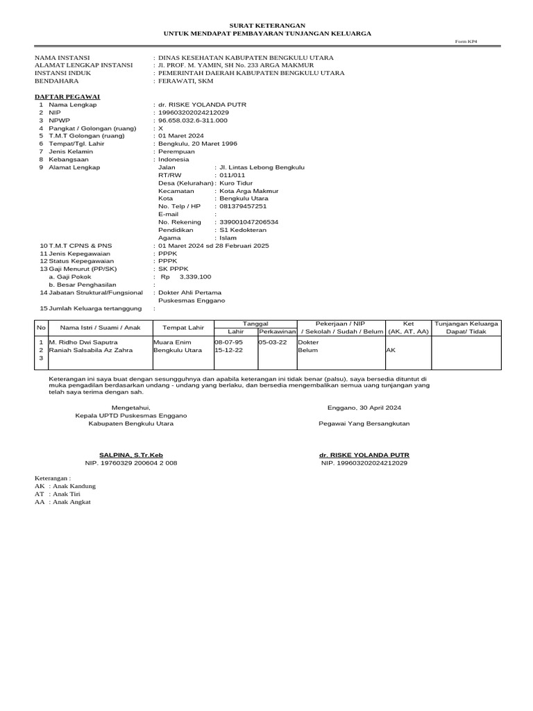 Blangko KP4 P3K 2024 | PDF