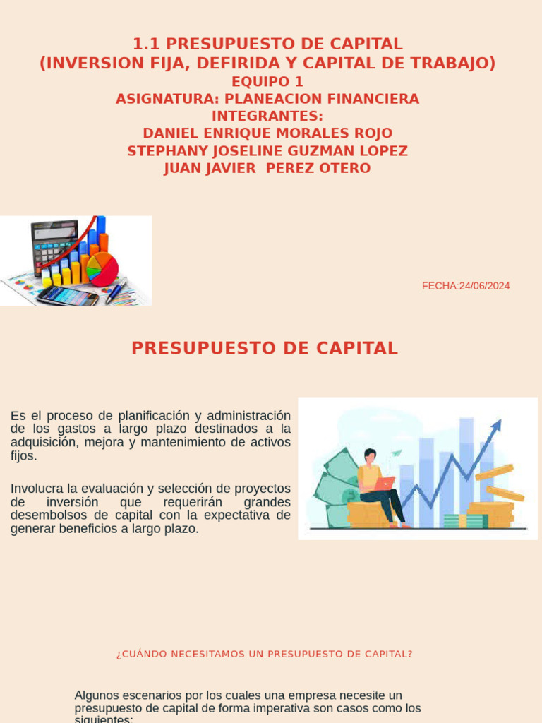 1.1 Presupuesto de Capital | PDF | Capital de trabajo | Business