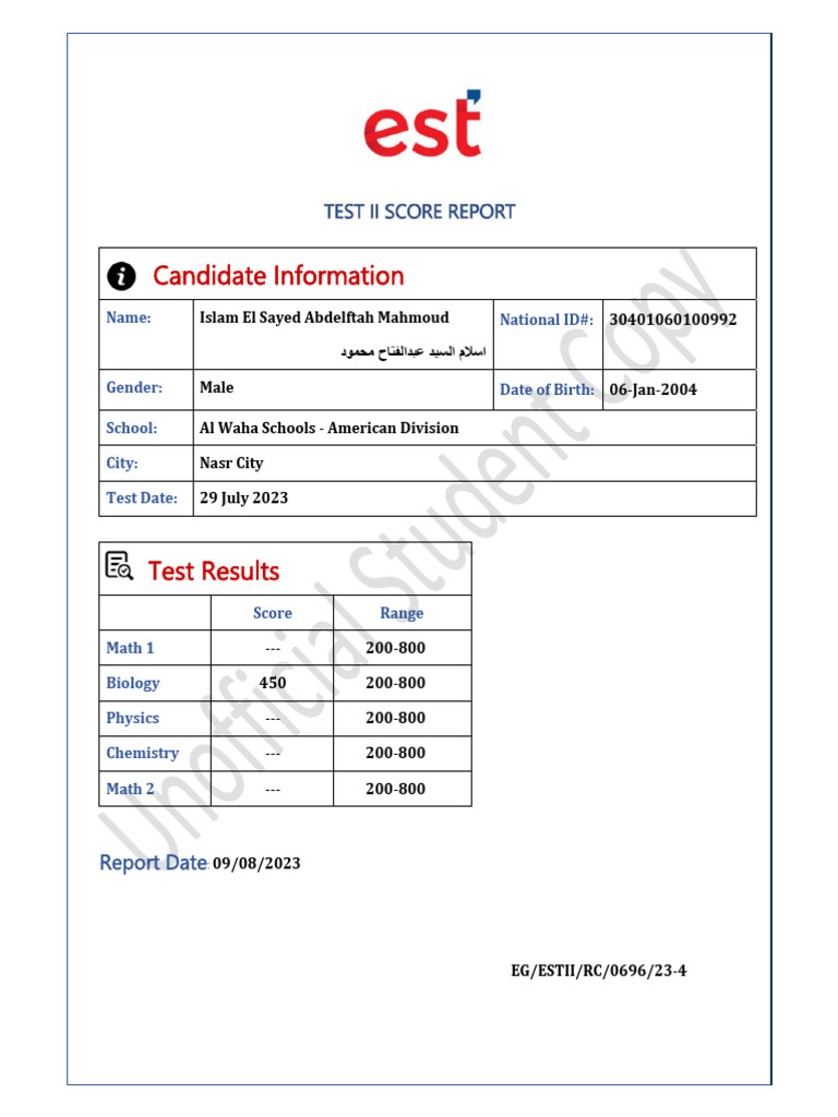 EST II-2023-score | PDF