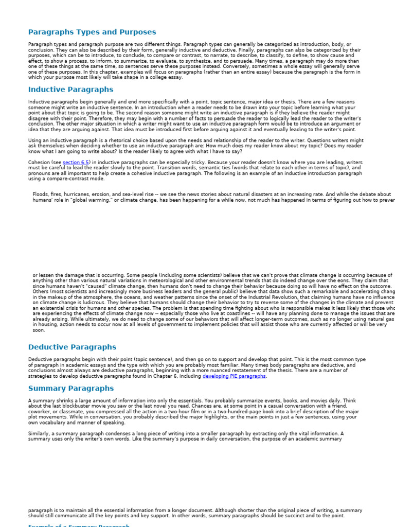 Paragraphs Types and Purposes | PDF | Inductive Reasoning | Adolescence