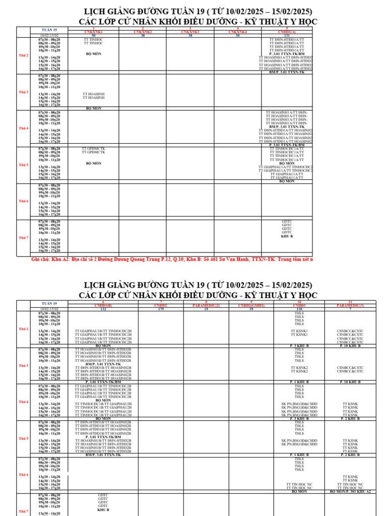 Lich Giang Tuan 19 | PDF