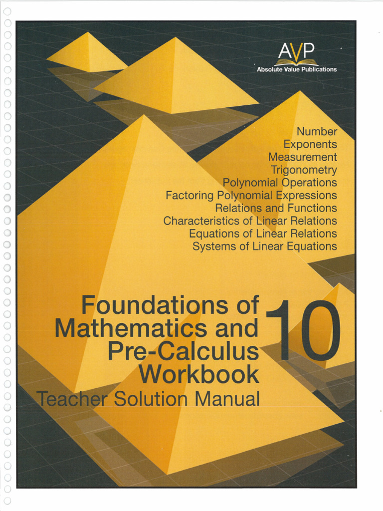 10C Workbook SOLNS Foundations of Mathematics and Pre_Calculus - Copy | PDF