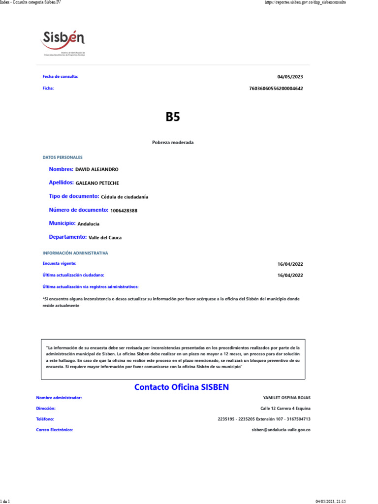 Index - Consulta Categoria Sisbén IV | PDF