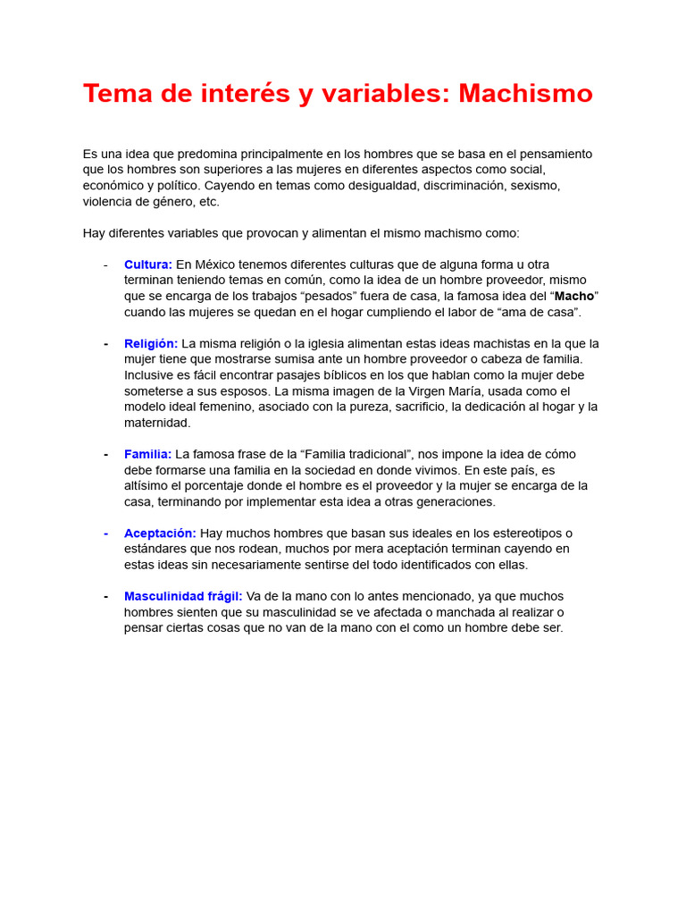 Tema de interés y variables(Estadística) | PDF