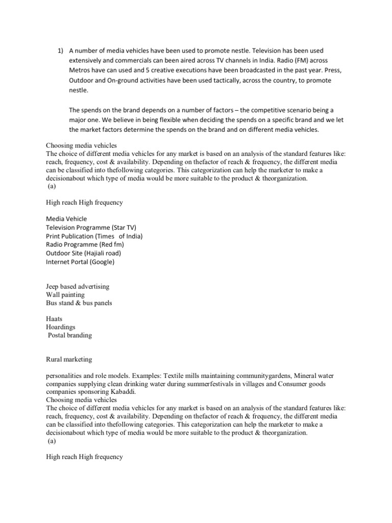 Media Vehicles | PDF | Brand | Marketing