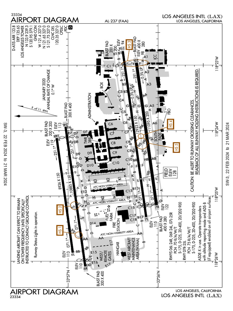 KLAX Airport Diagram and Ground Chart | PDF | Aviation