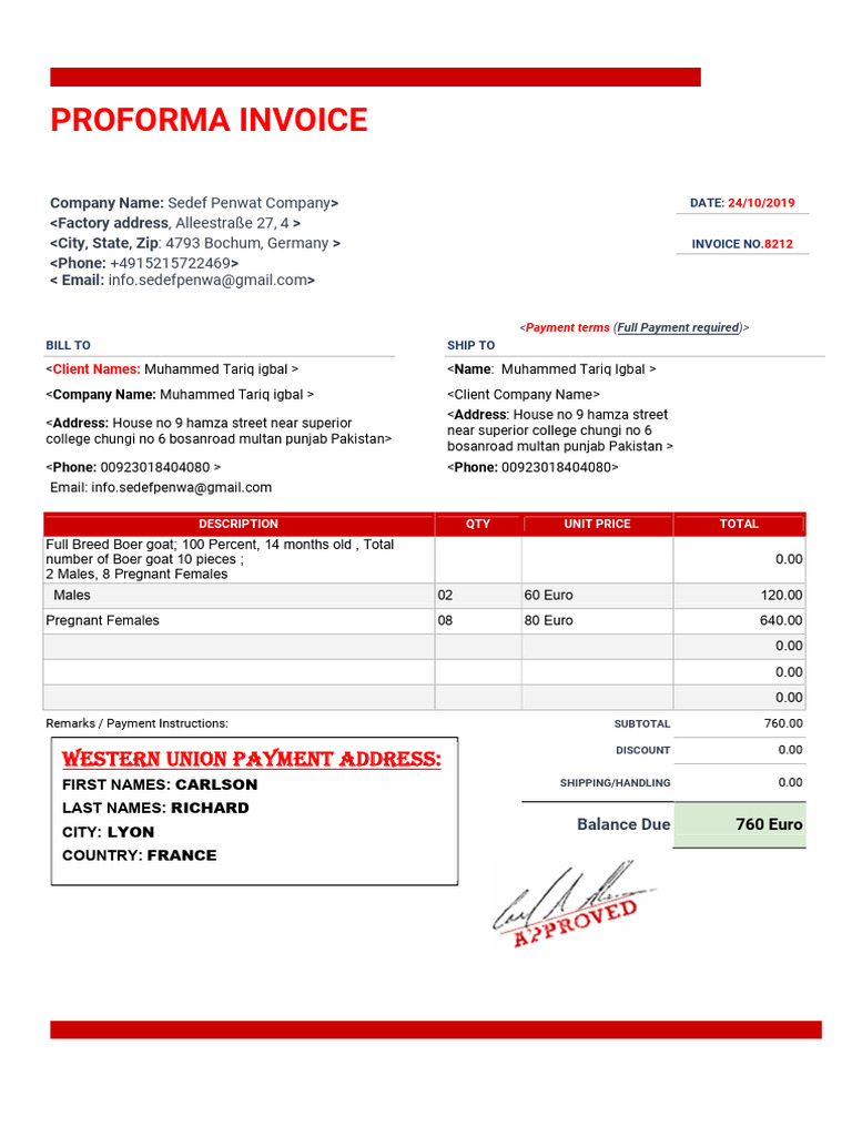 Proforma Invoice | PDF | Invoice