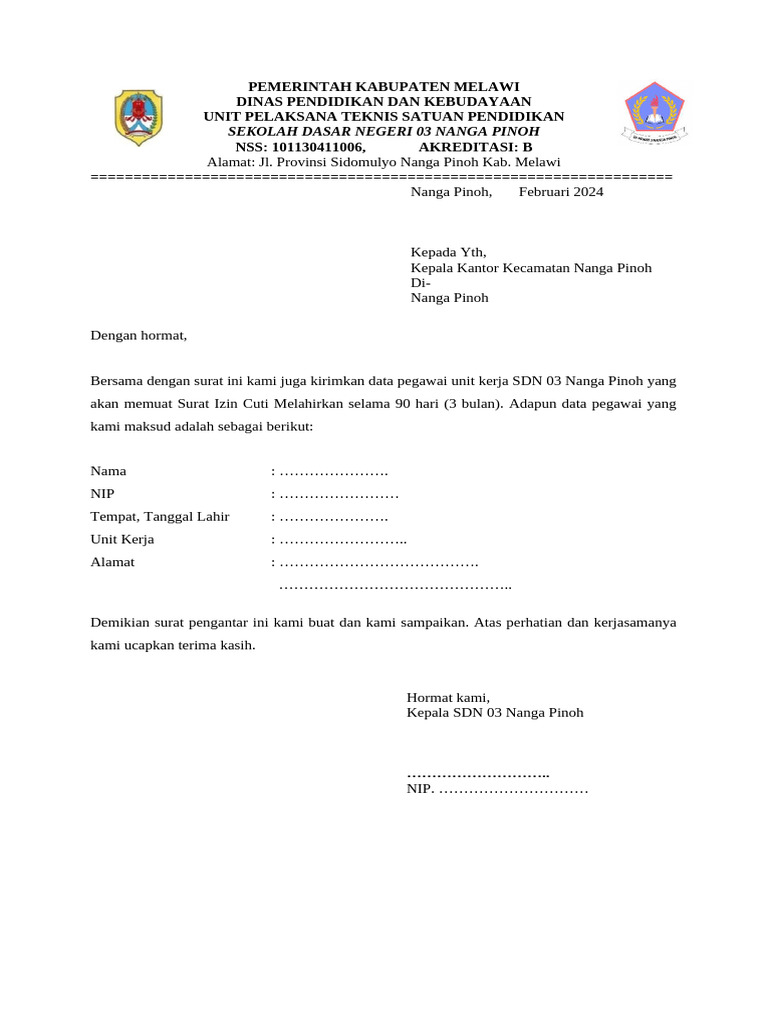 Surat Pengantar Izin Cuti | PDF