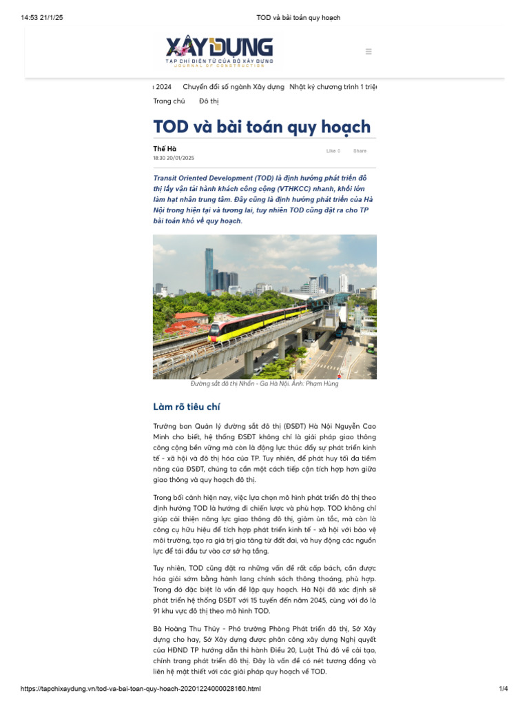 TOD Và Bài Toán Quy Ho CH | PDF