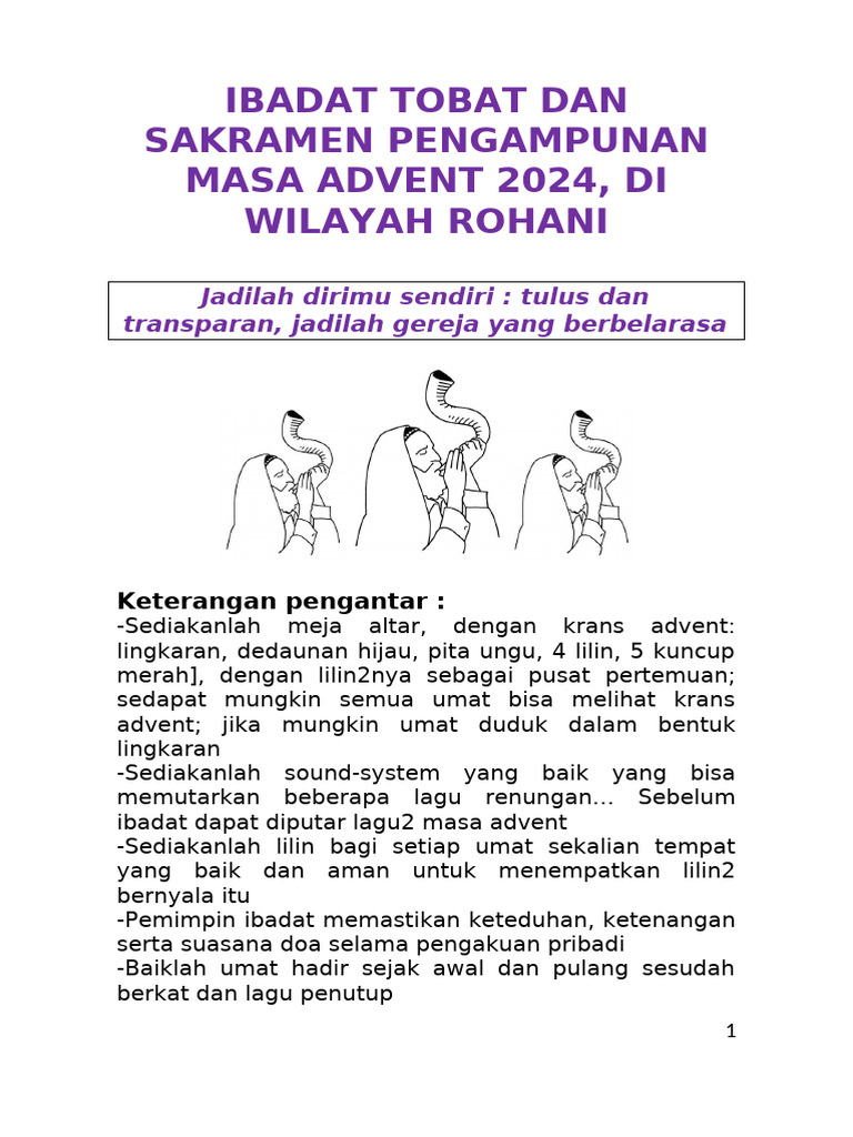 Ibadat Tobat Dan Sakr Tobat Advent 2024 | PDF