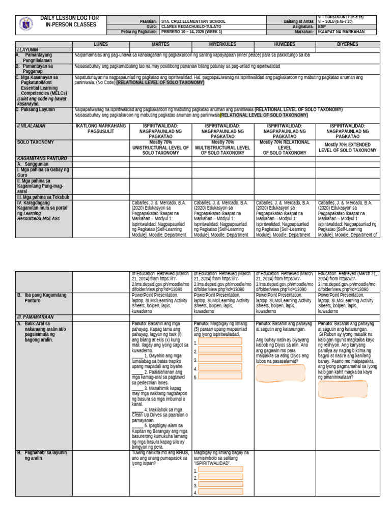 Q4 Esp DLL Week-1 | PDF