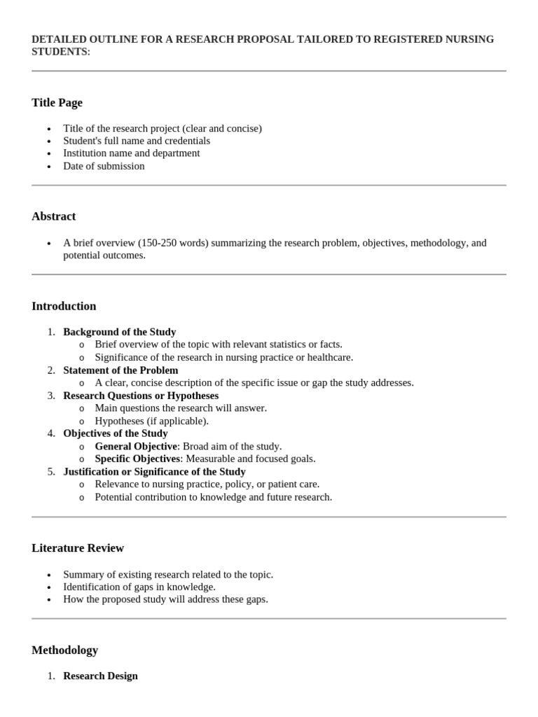 Nursing Research Proposal Outline Guide | PDF | Statistics | Methodology