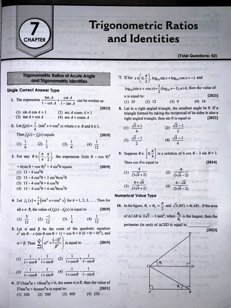 Trigonometric Ratios And Identities Pyq Pdf Trigonometric Functions Mathematical Analysis