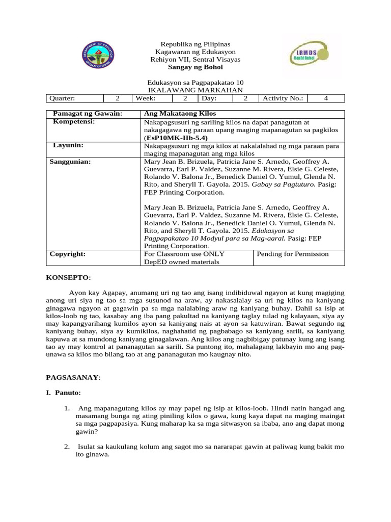 EsP10_Q2_Wk2_Day2 | PDF