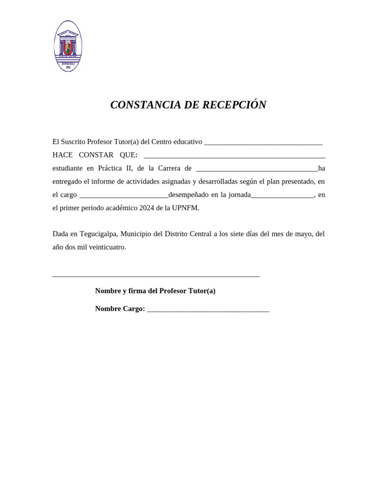 Recepción de Tutor Cargo | PDF